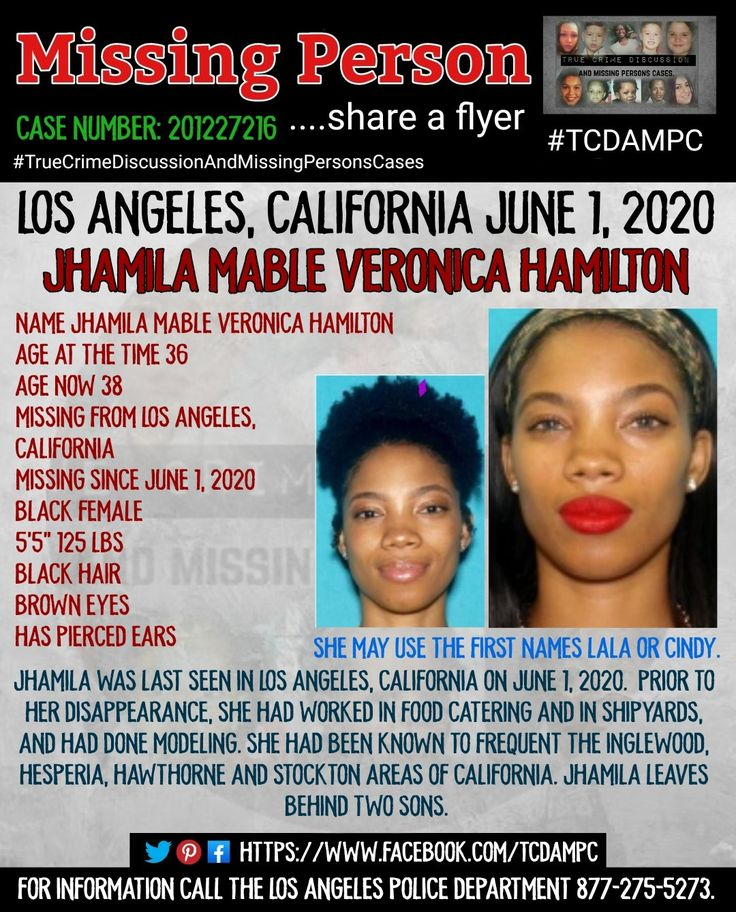 Missing Persons Model Jhamila Mable Veronica Hamilton.